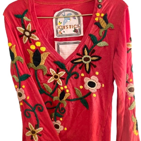 Johnny Was | Tops | Johnny Was Red Floral Embroidered Blouse | Poshmark